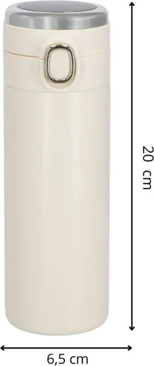 Nerezová termoska s teploměrem 420 ml SPRINGOS THERMOS krémová