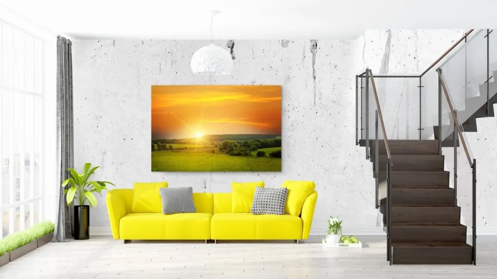 Malvis ® Obraz na stěnu Západ slunce v krajině Velikost: 60x40 cm