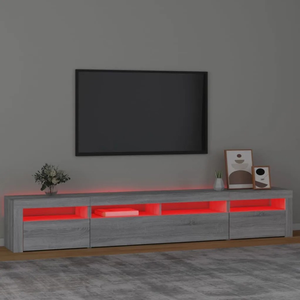 TV skříňka s LED osvětlením šedá sonoma 240x35x40 cm 3152728