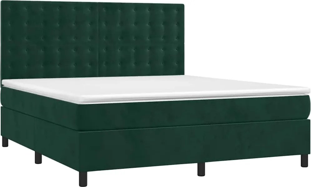 Box spring postel s matrací tmavě zelená 180x200 cm samet 3143280