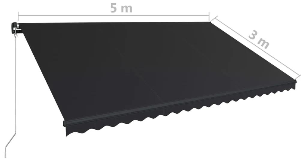 vidaXL Ručně zatahovací markýza 500 x 300 cm antracitová