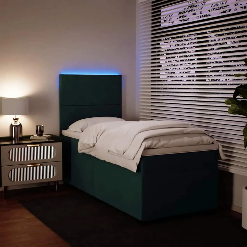 Box spring postel s matrací tmavě zelená 80 x 200 cm samet 3293059