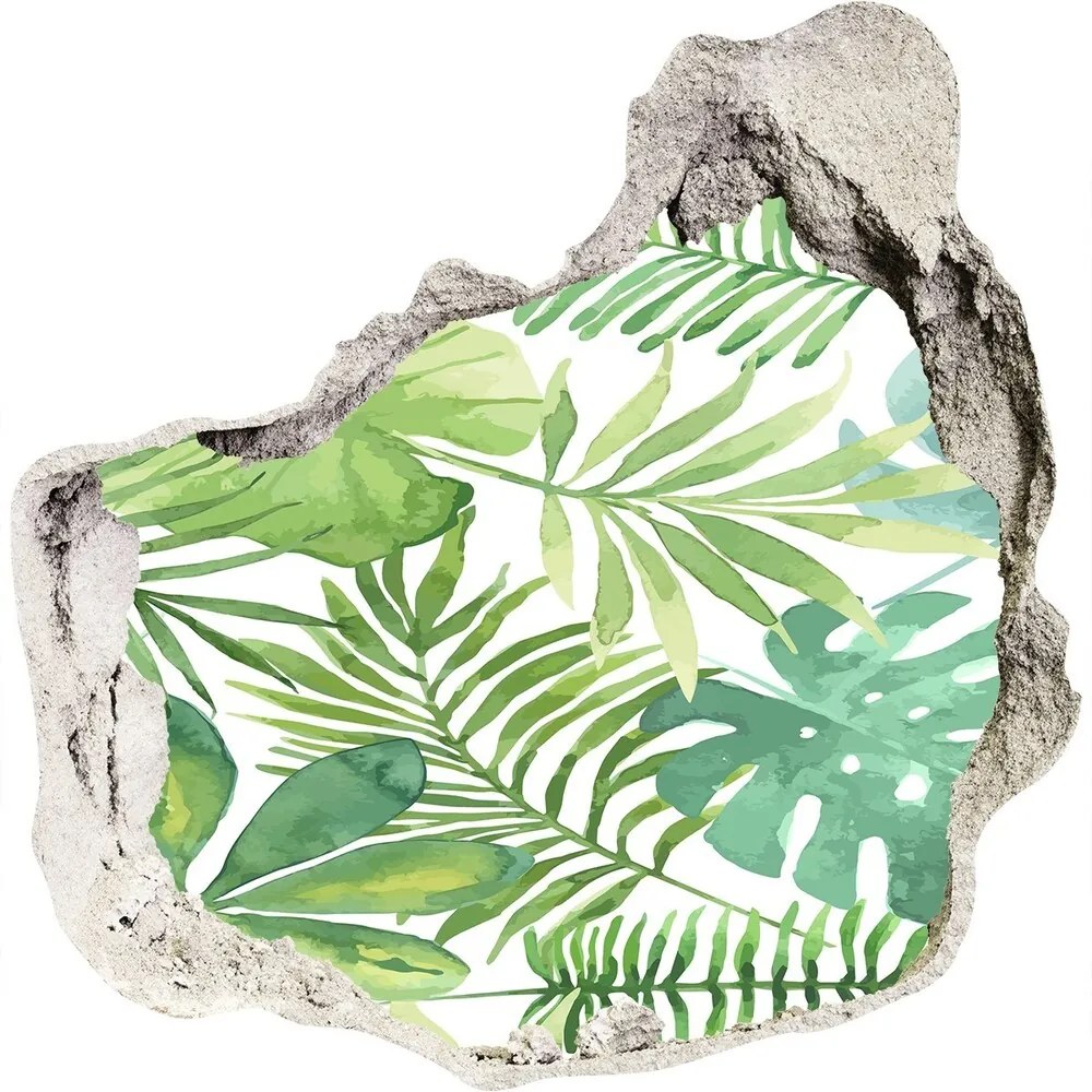 Wallmuralia Nálepka 3D díra na zeď Tropické listí 75x75 cm