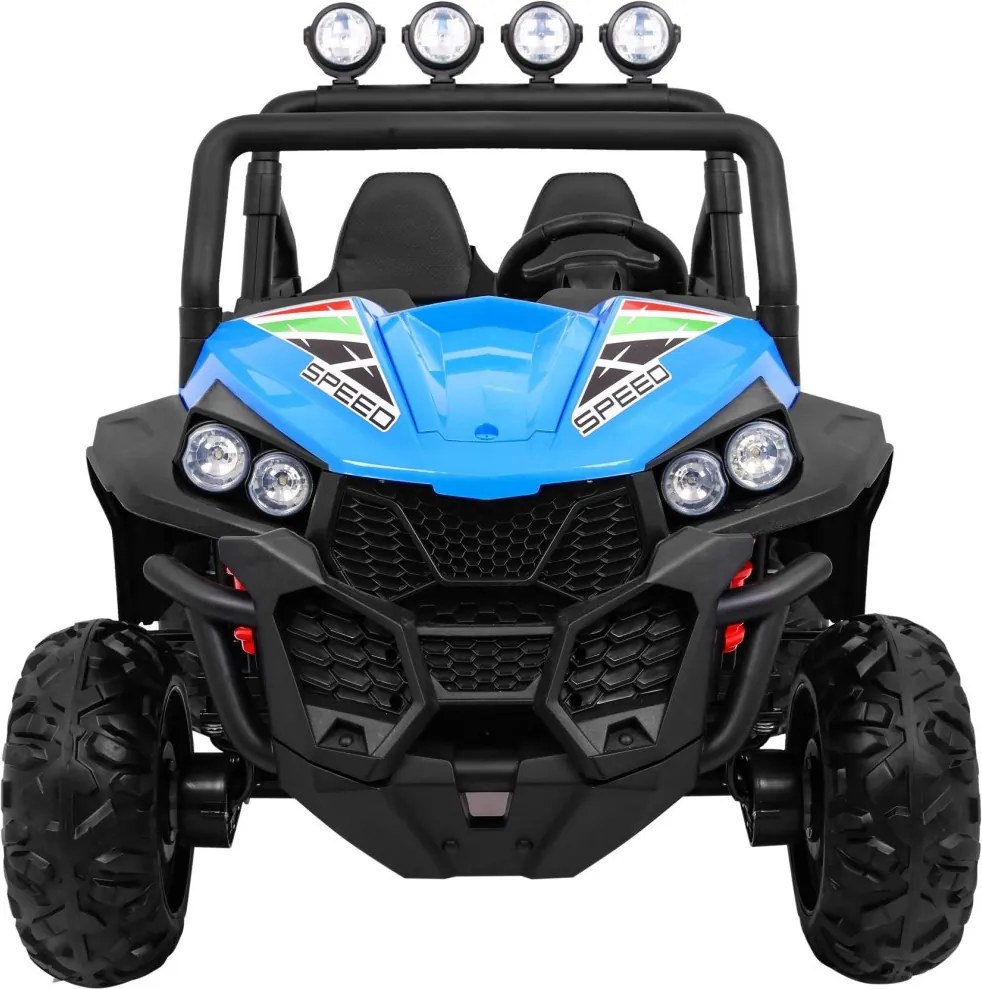 Ramiz Terénní bugina Strong pro děti modrá + pohon 4x4 + dálkové ovládání + nosič zavazadel + rádio MP3 + LED