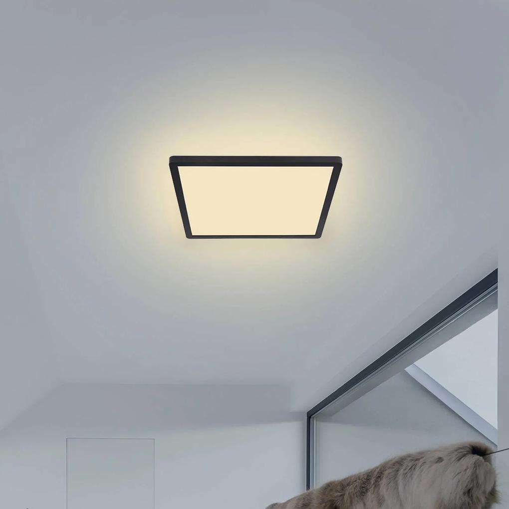 LED stropní světlo Sapana, hranaté, stmívací černá
