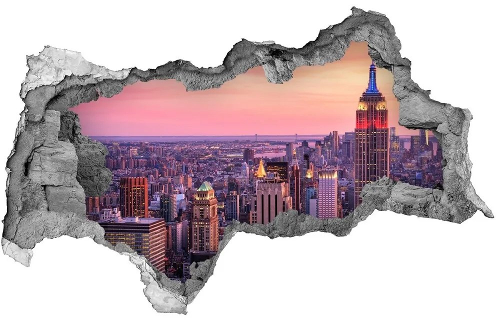 Wallmuralia Fototapeta díra na zeď 3D New York západ 95x73 cm