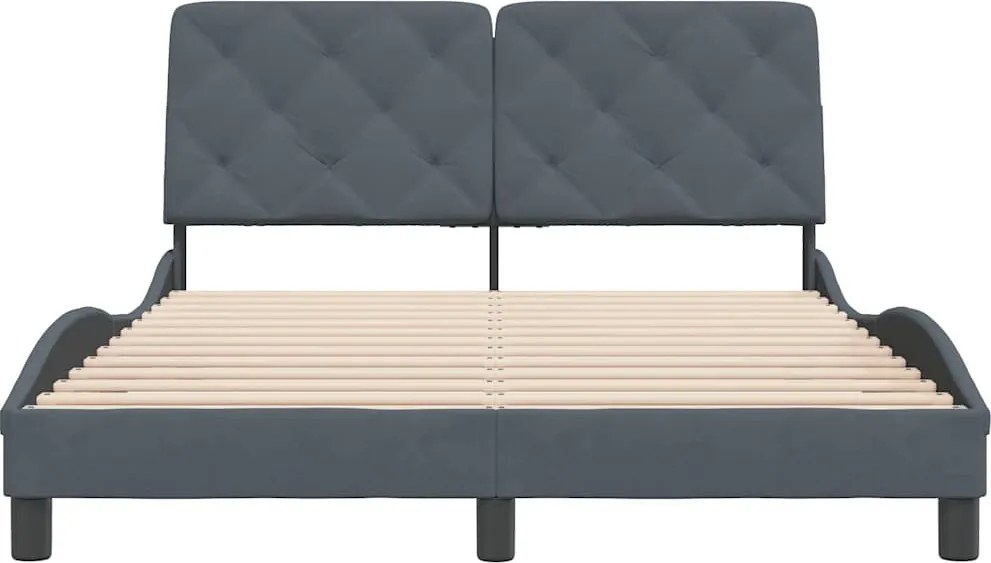 Rám postele bez matrace tmavě šedý 140 x 190 cm samet 3207918