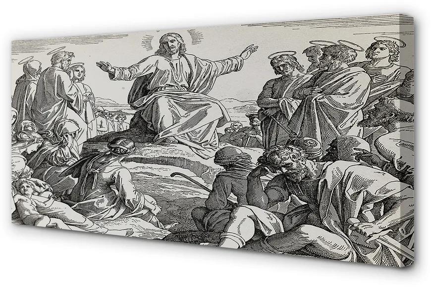 Obrazy na plátně Ježíš kreslení lidé 100x50 cm