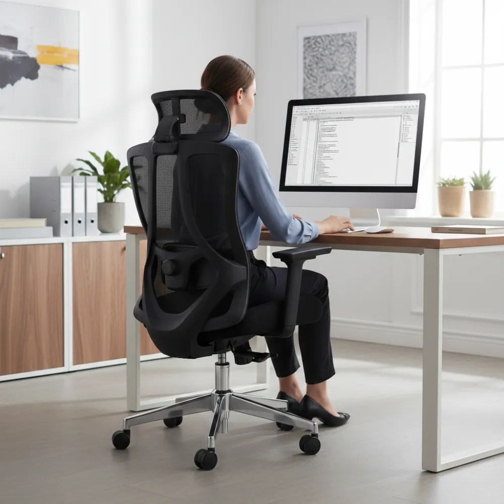 Kancelářská ergonomická židle Neoseat TIYA — černá, nosnost 150 kg