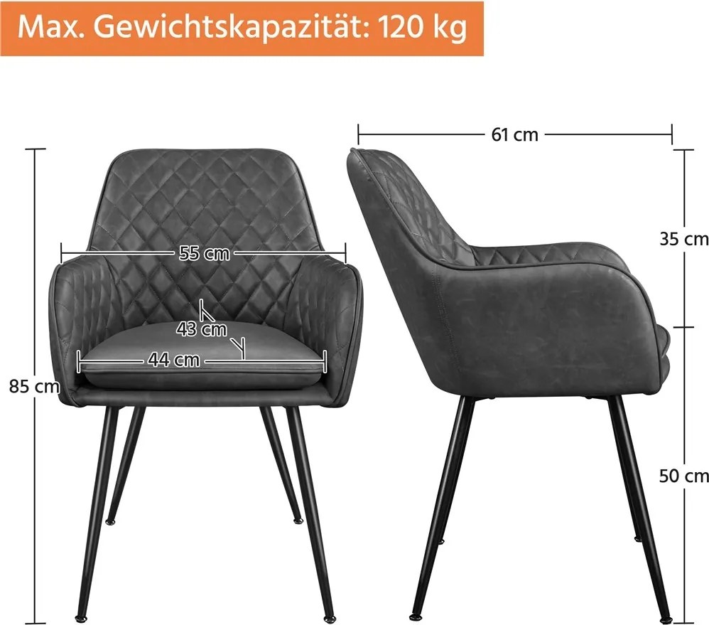 Sada 4 ks – Jídelní židle Yaheetech – tmavě šedá, 61 cm (délka) × 55 cm (šířka) × 85 cm (výška) (257272996071)