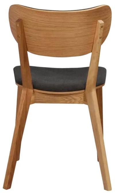 Hnědá dubová jídelní židle s tmavě šedým sedákem Rowico Cato