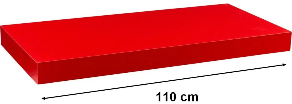 Nástěnná police STILISTA VOLATO - matná červená 110 cm