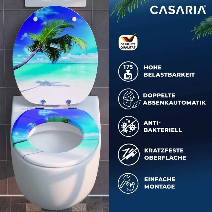 Casaria WC sedátko s automatickým spouštěním motiv pláže 108588