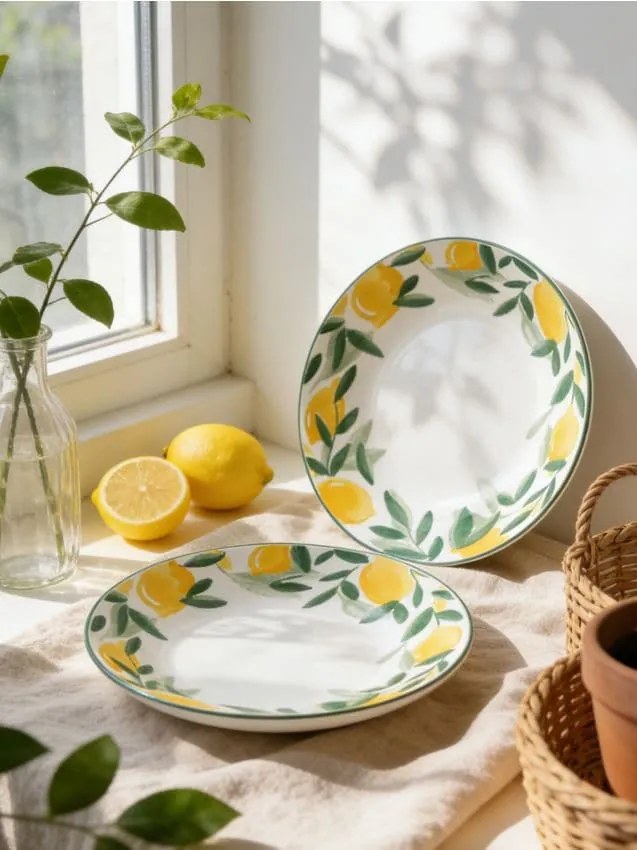 Sinsay - Keramické misky s motivem citronů 2 pack - zelená