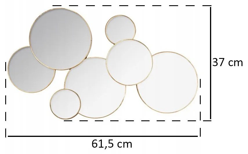 Sada kulatých zrcadel, 61,5 x 37 cm, zlatý rám, Atmosphera