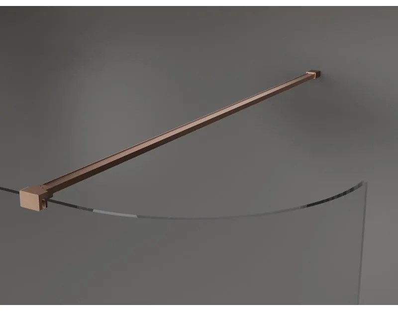 Mexen Kioto, sprchová zástěna Walk-In 100 x 200 cm, 8mm čiré sklo, měděný matný profil, 800-100-101-65-06