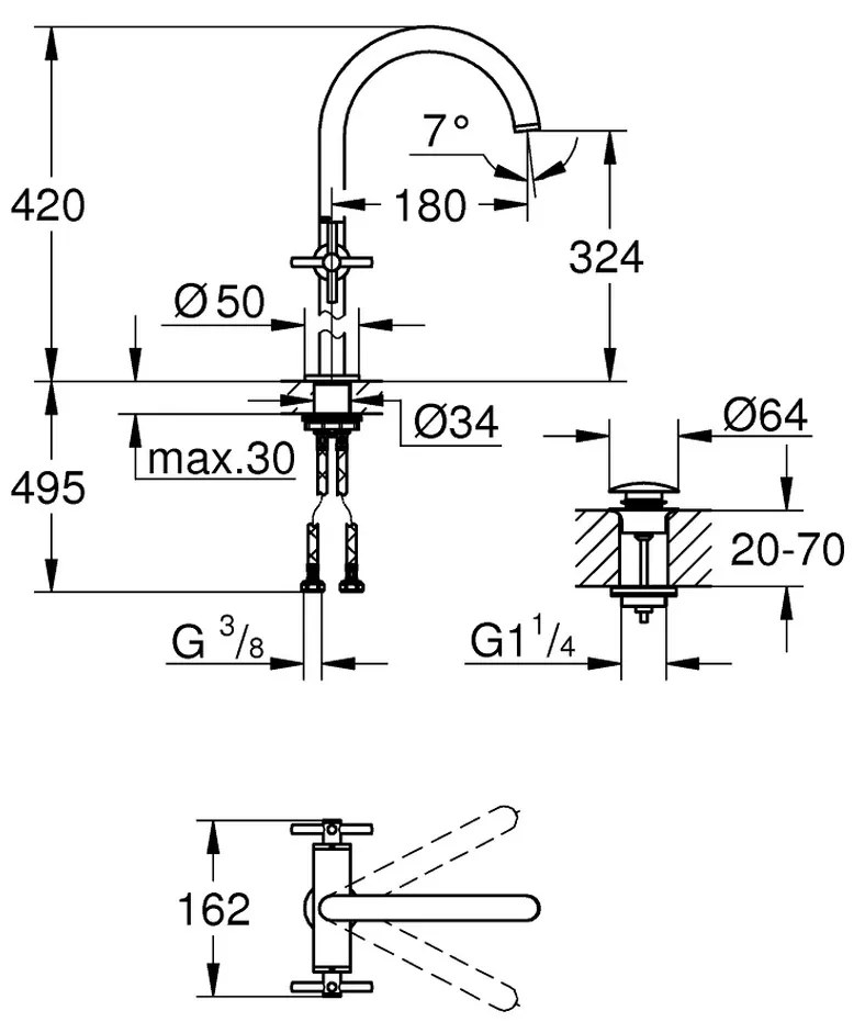 Grohe Atrio - Umyvadlová 1-otvorová baterie, kartáčovaný Hard Graphite 21044AL3