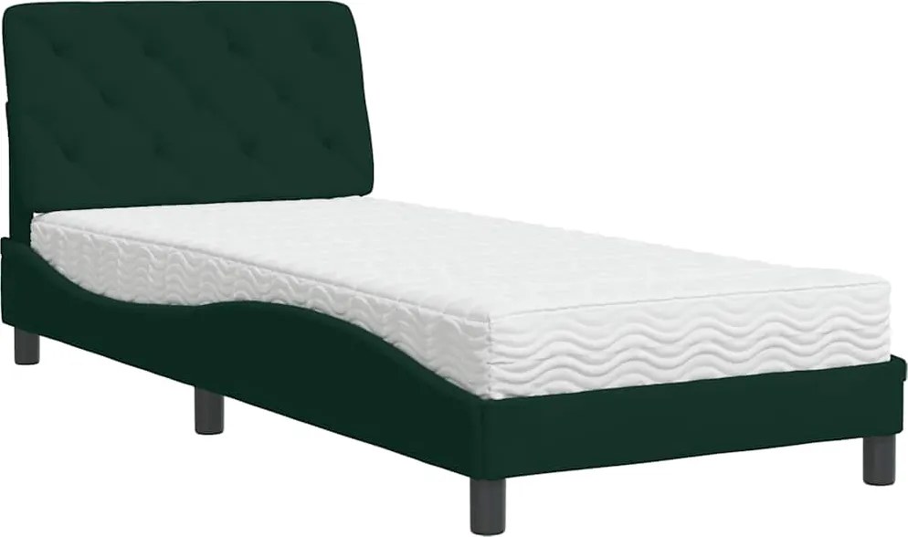 Postel s matrací tmavě zelená 90 x 200 cm samet 3208637