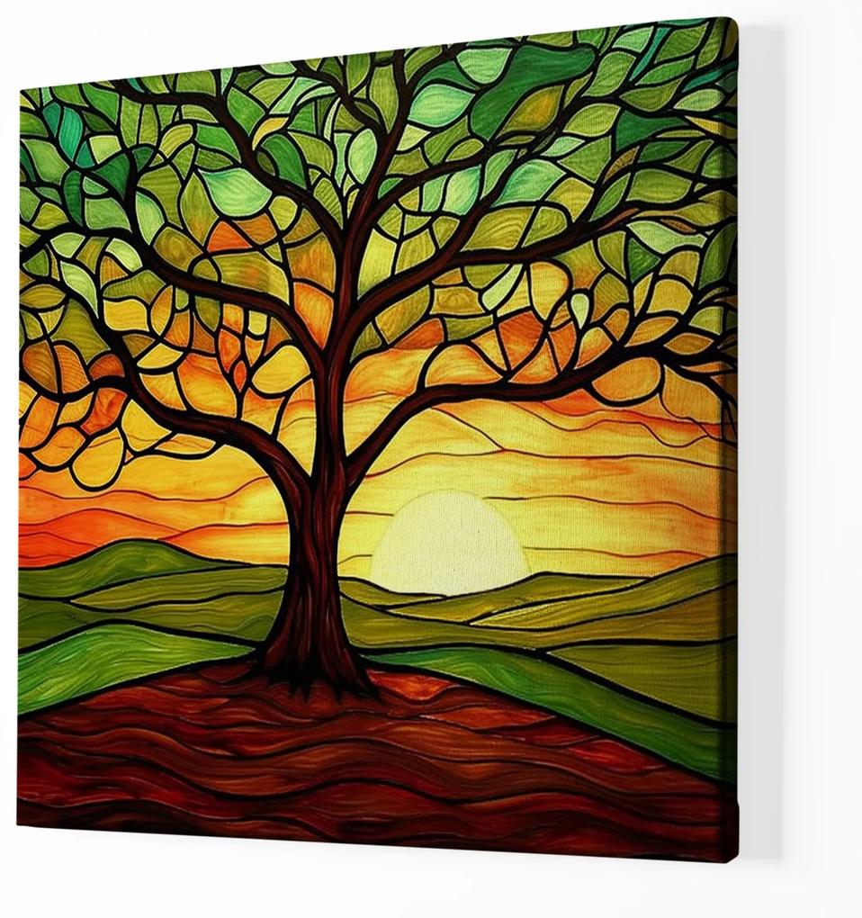 Obraz na plátně - Strom života Slunce v cípu FeelHappy.cz Velikost obrazu: 140 x 140 cm