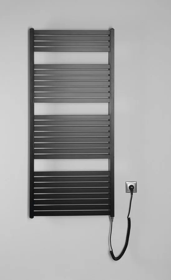 Sapho, TONDI-E elektrické topné těleso, rovné, 600x1330 mm, 600W, černá matná