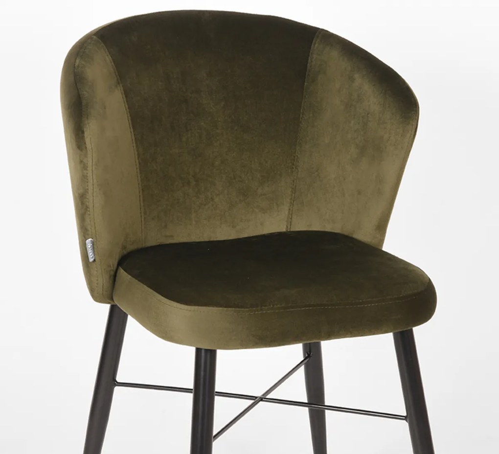 LABEL51 Sametová jídelní židle WAVE zelená Color: Army green UK-30.170