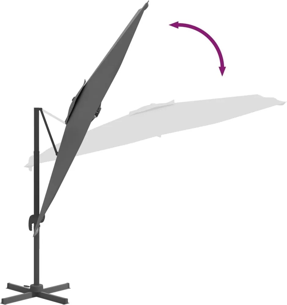 vidaXL Konzolový slunečník s hliníkovou tyčí antracitový 400 x 300 cm [319916]