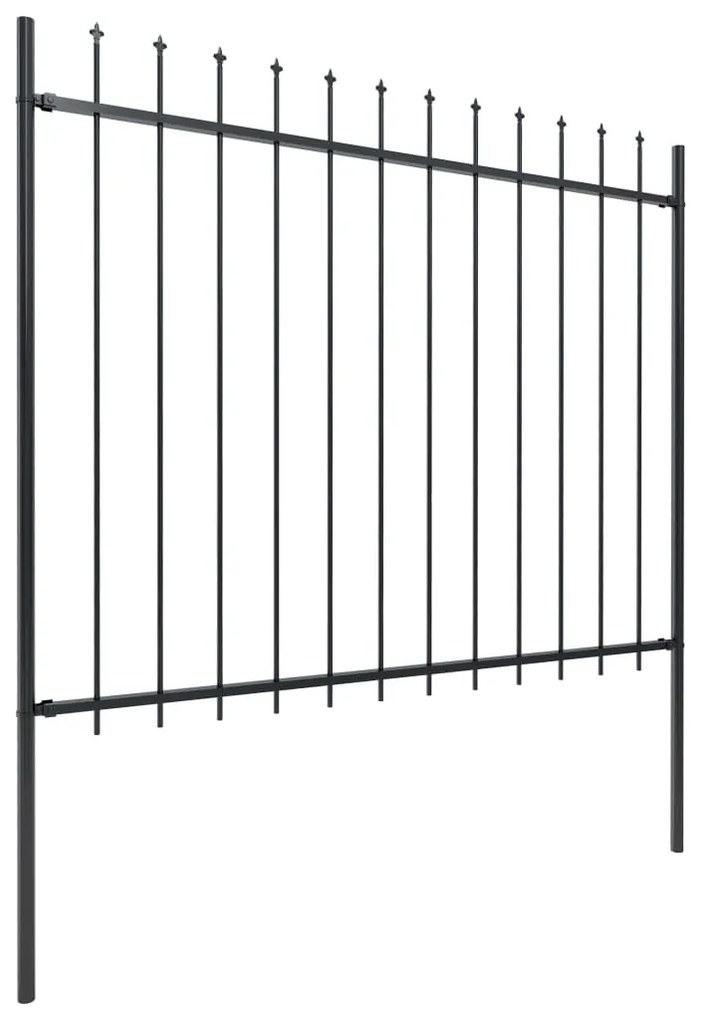 vidaXL Marketos Zahradní plot s kopím nahoře ocelový 838 x 150 cm černý