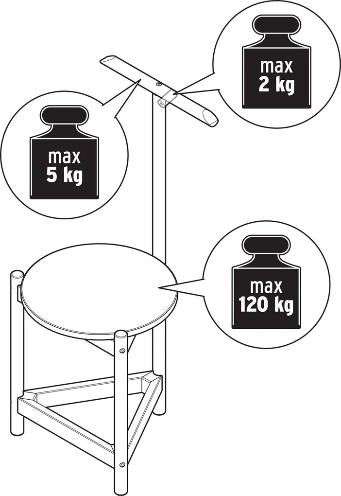 Tchibo - Němý sluha se stoličkou z masivního dřeva - barva: hnědá