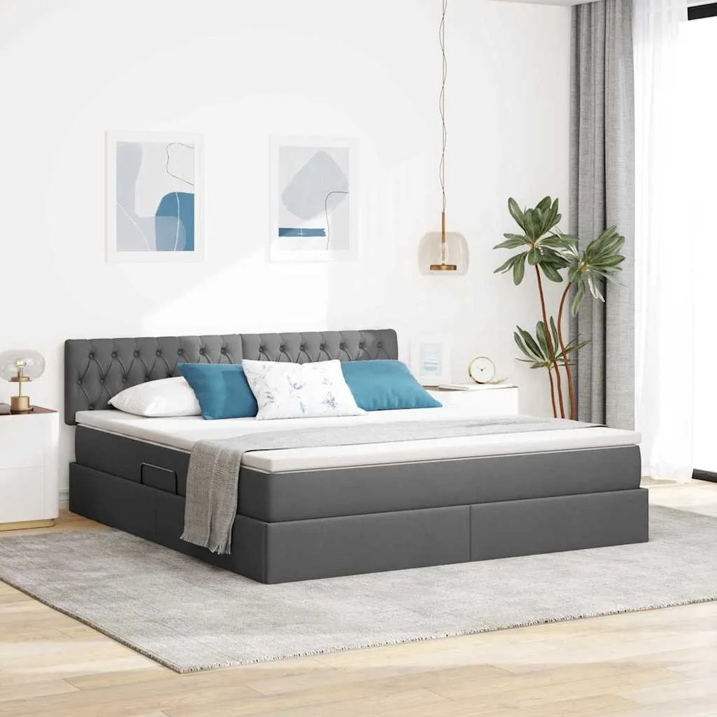 Postel s úložným prostorem a matrací Tmavě šedá 180 x 200 cm 3370588