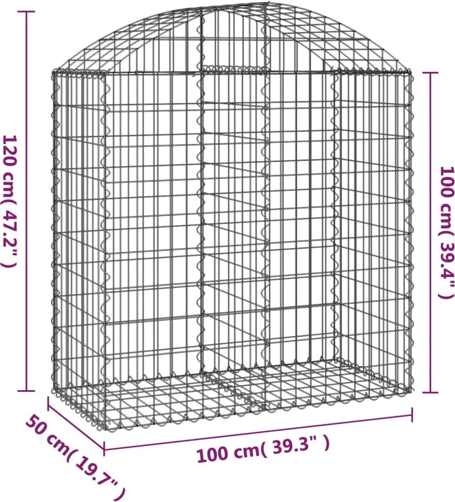 Klenutý gabionový koš 100 x 50 x 100/120 cm pozinkované železo 153435
