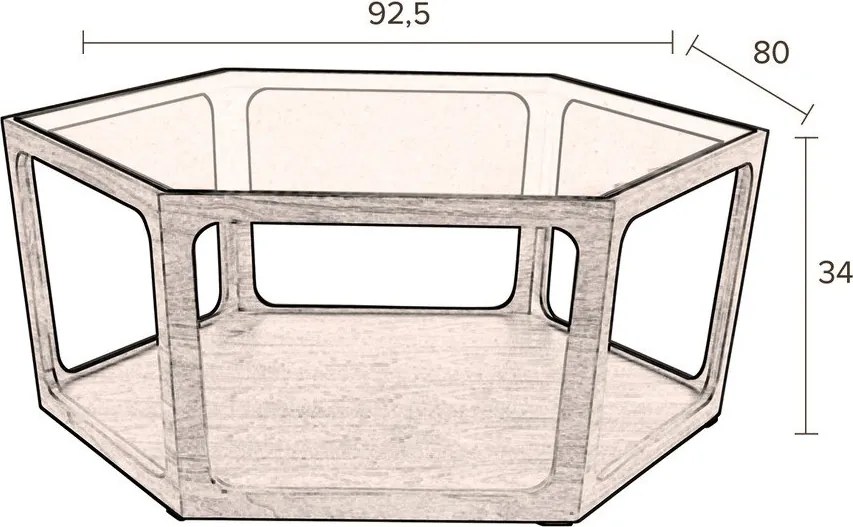 Konferenční stolek se skleněnou deskou v tmavě přírodní barvě 80x92,5 cm Sita – Dutchbone