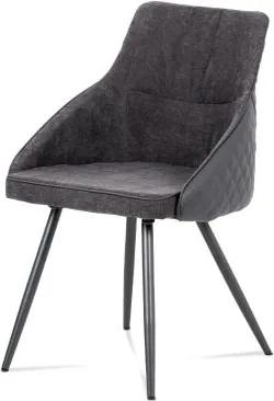 Jídelní židle, šedá látka+ekokůže, kov šedý mat