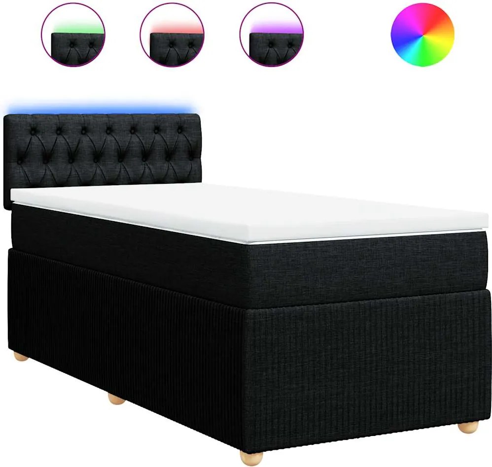 Box spring postel s matrací černá 90x200 cm textil 3289648