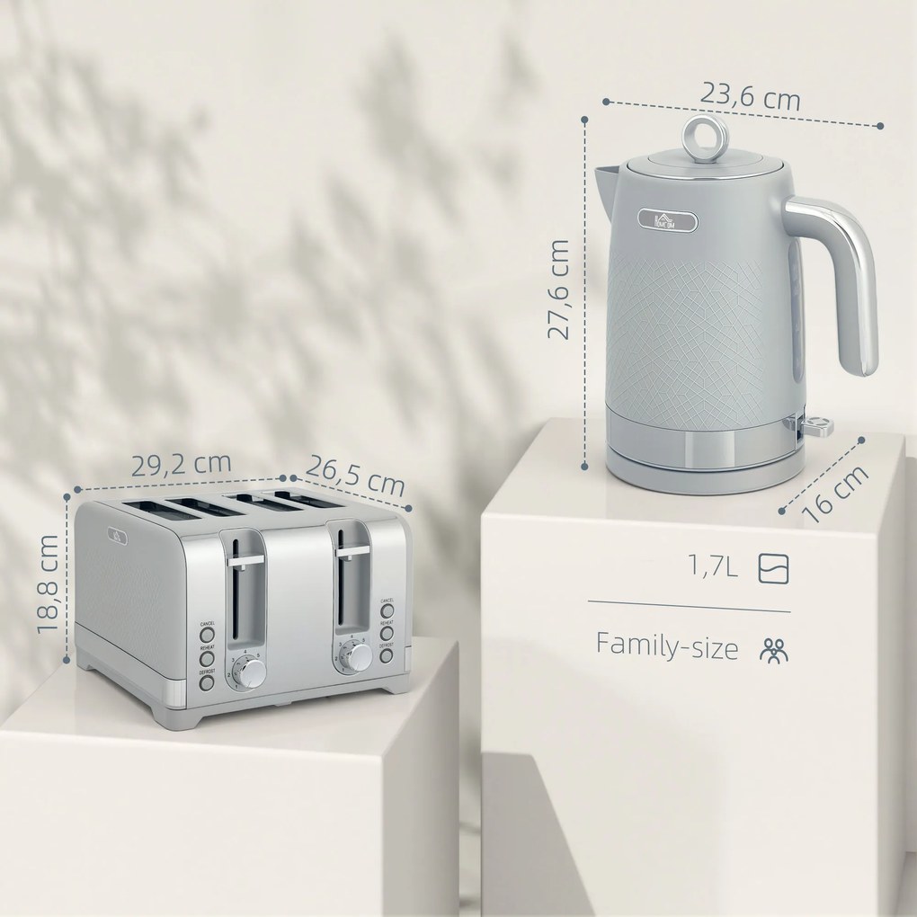 HOMCOM Sada konvice a toustovače, 1,7 l 2200 W rychlovarná konvice s termostatem
