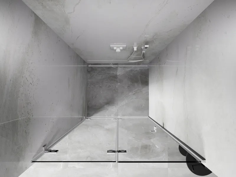 Mexen, Mexen Lunar-F skládací levé sprchové dveře 85 cm, průhledné, bílé - 836-085-000-20-00-L