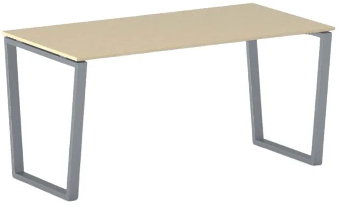 Kancelářský stůl PRIMO IMPRESS, 160x80 cm, šedostříbrná podnož, bříza