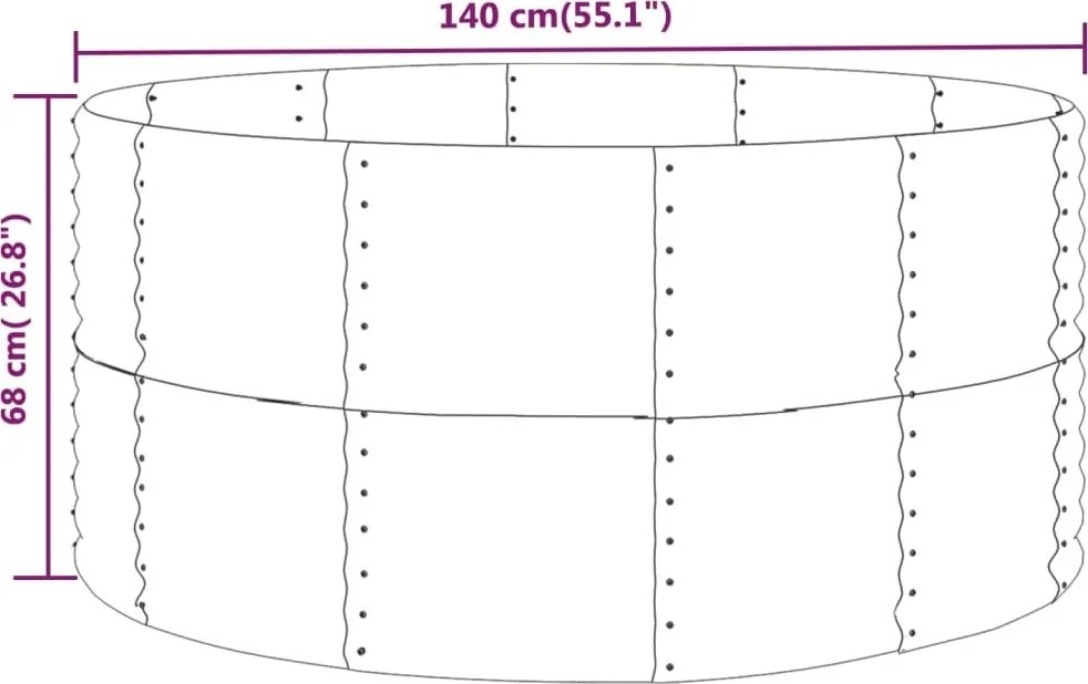 vidaXL Vyvýšený záhon 140x140x68 cm pozinkovaná ocel [319090] Barva: antracitová
