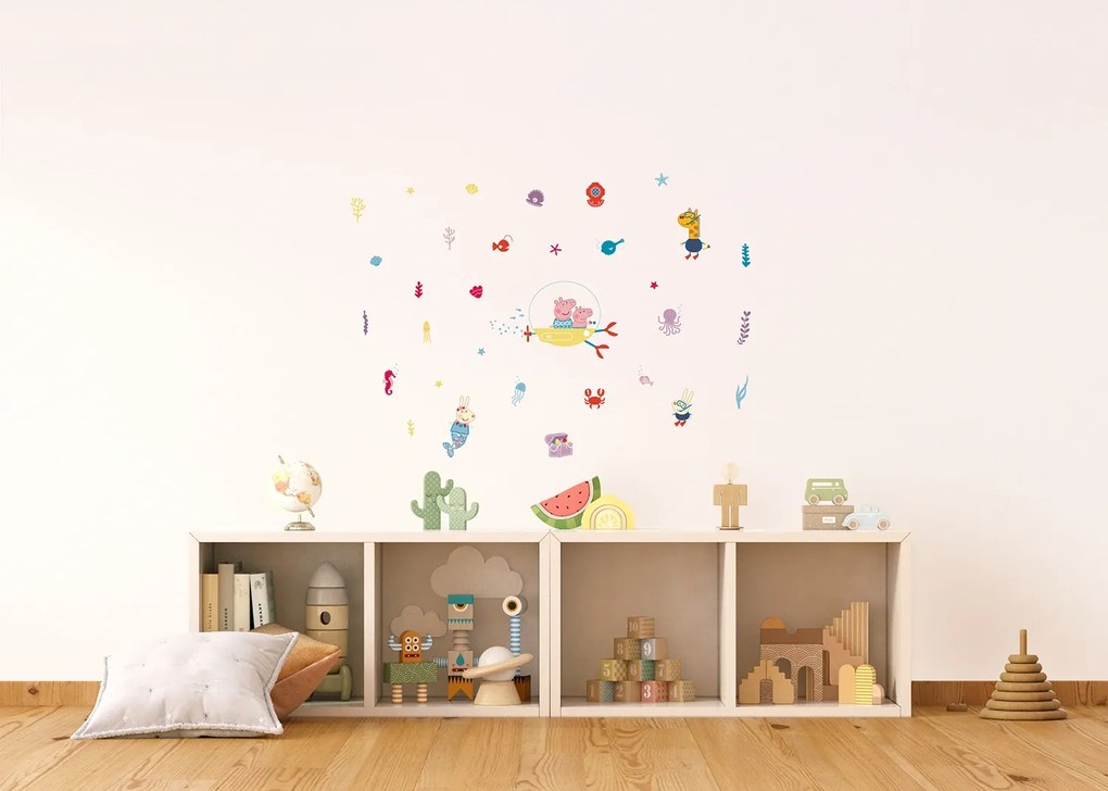 Dětská samolepka na zeď Prasátko Peppa Svět Pod Vodou | 42.5 x 65 cm | DDK1649