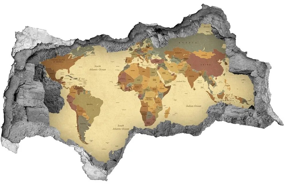 Wallmuralia Samolepící díra na stěnu Politická mapa 95x64 cm