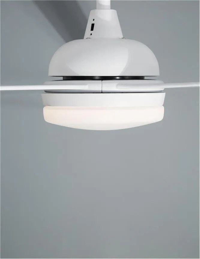 NV 9953198 Stropní ventilátor se světlem FLOW matná bílá ocel a sklo bílá 5ti rychlostní dálkové ovládání 37W LED 3000K - NOVA LUCE