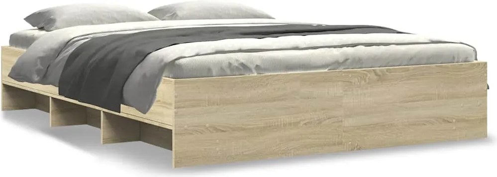 Rám postele bez matrace dub sonoma 150x200 cm kompozitní dřevo 3295648
