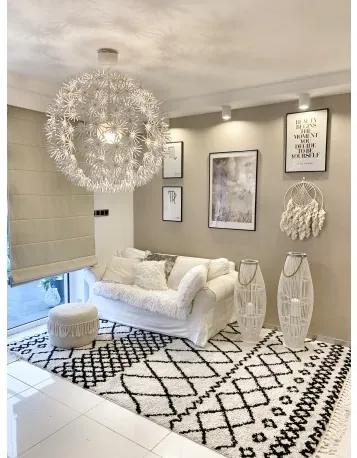 koberec BERBER SAFI N9040, bílo černý střapce, Maroko Shaggy velikost 160x220 cm | krásné koberce cz