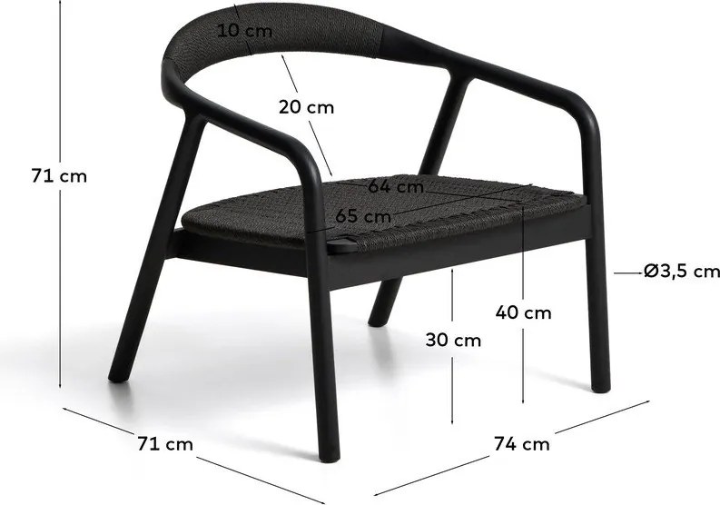 Černé dřevěné/bez čalounění křeslo Derile – Kave Home