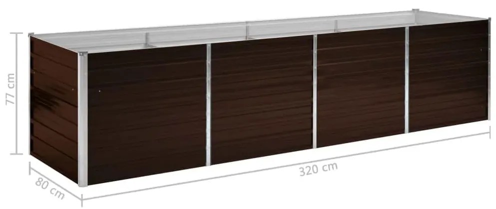 vidaXL Marketos Zahradní vyvýšený záhon hnědý 320 x 80 x 77 cm pozinkovaná ocel
