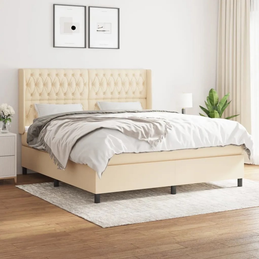 Box spring postel s matrací krémová 180x200 cm textil 3131694