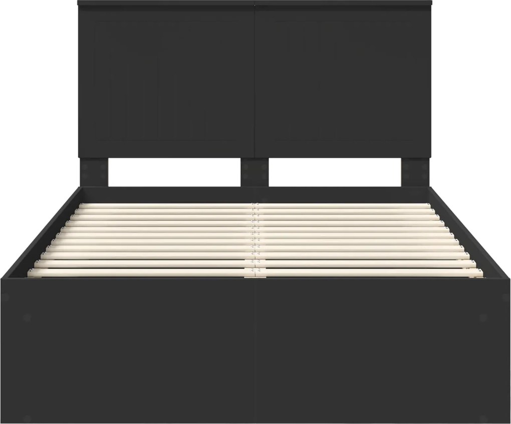 Rám postele s čelo Černá 120 x 200 cm Masivní borové dřevo 3411029