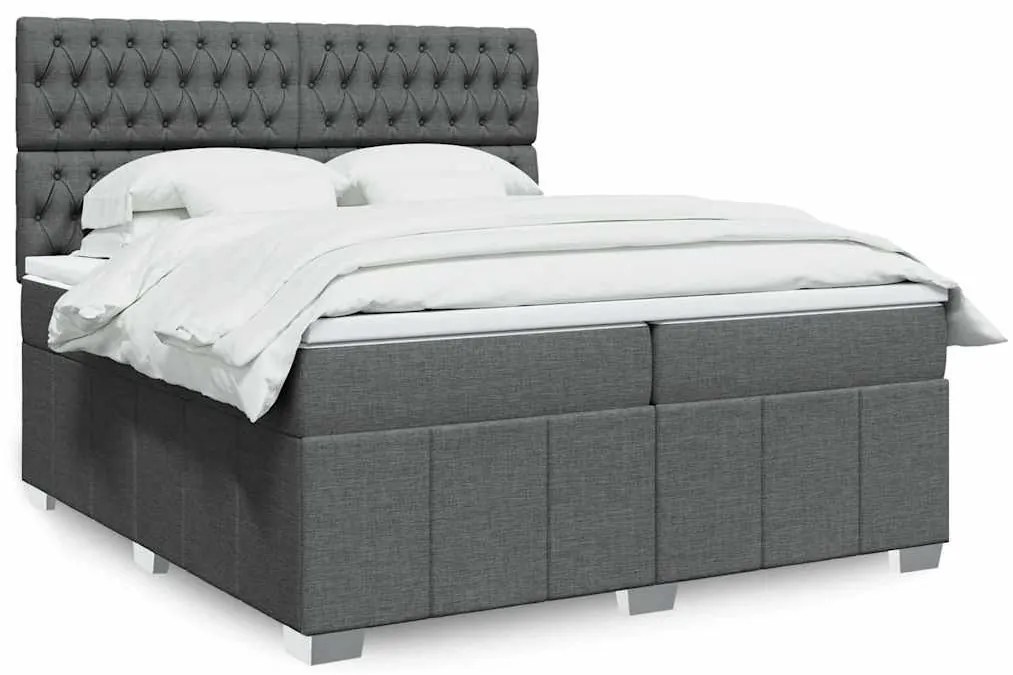 Box spring postel s matrací tmavě šedá 200x200 cm textil