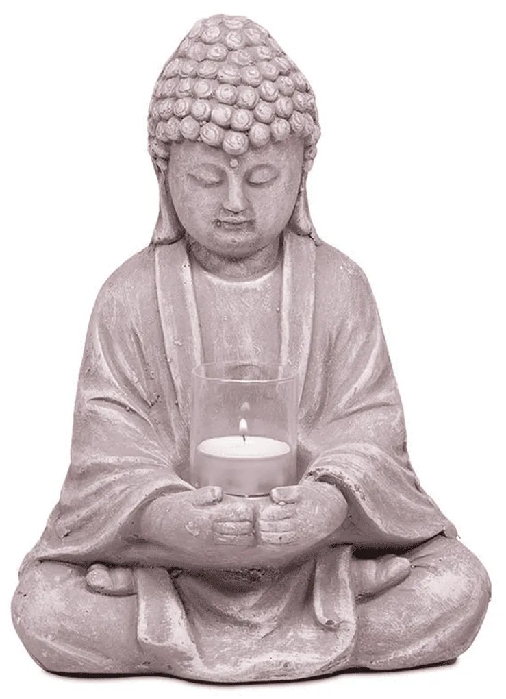 Milujeme Kameny Buddha - svícen Feng Shui - šedý