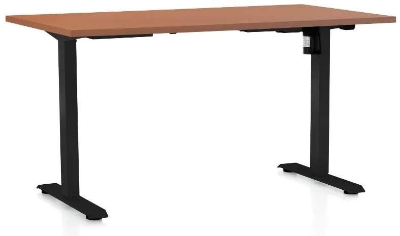 Výškově nastavitelný stůl OfficeTech A, 140 x 80 cm - černá podnož Barva: Dub