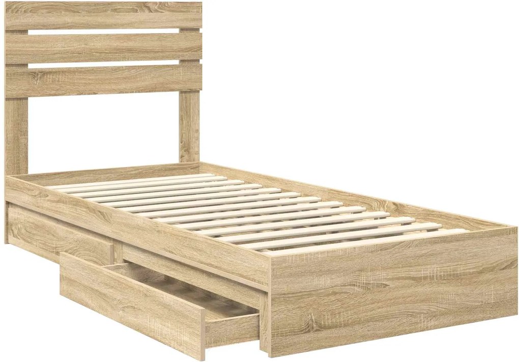 Postel s úložným prostorem se zásuvkou Sonoma dub 90 x 190 cm 3411600